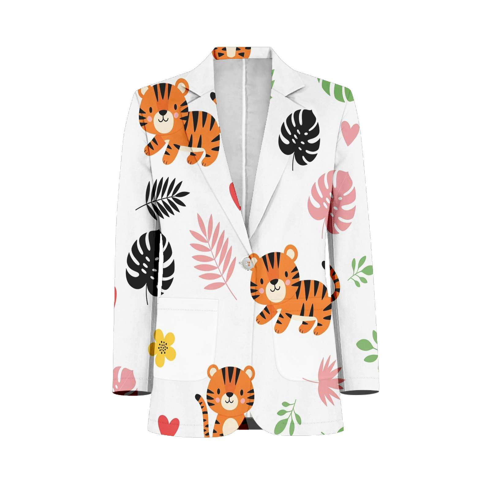 Cute Tiger Leaf Pattern Men Blazers Slim Clothing Summer Jacket Man ...