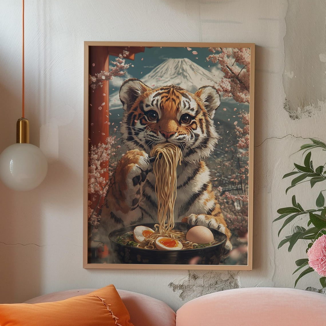 Cute Tiger Print Maximalist Decor, Trendy Tiger Kitchen Art, Japanese ...