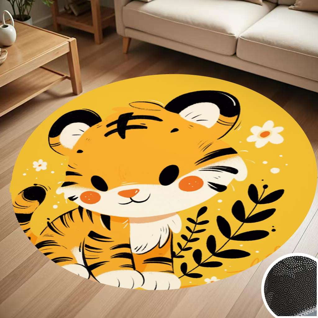 Cute Tiger Round Carpet Living Room Bedroom Home Decoration Coffee ...