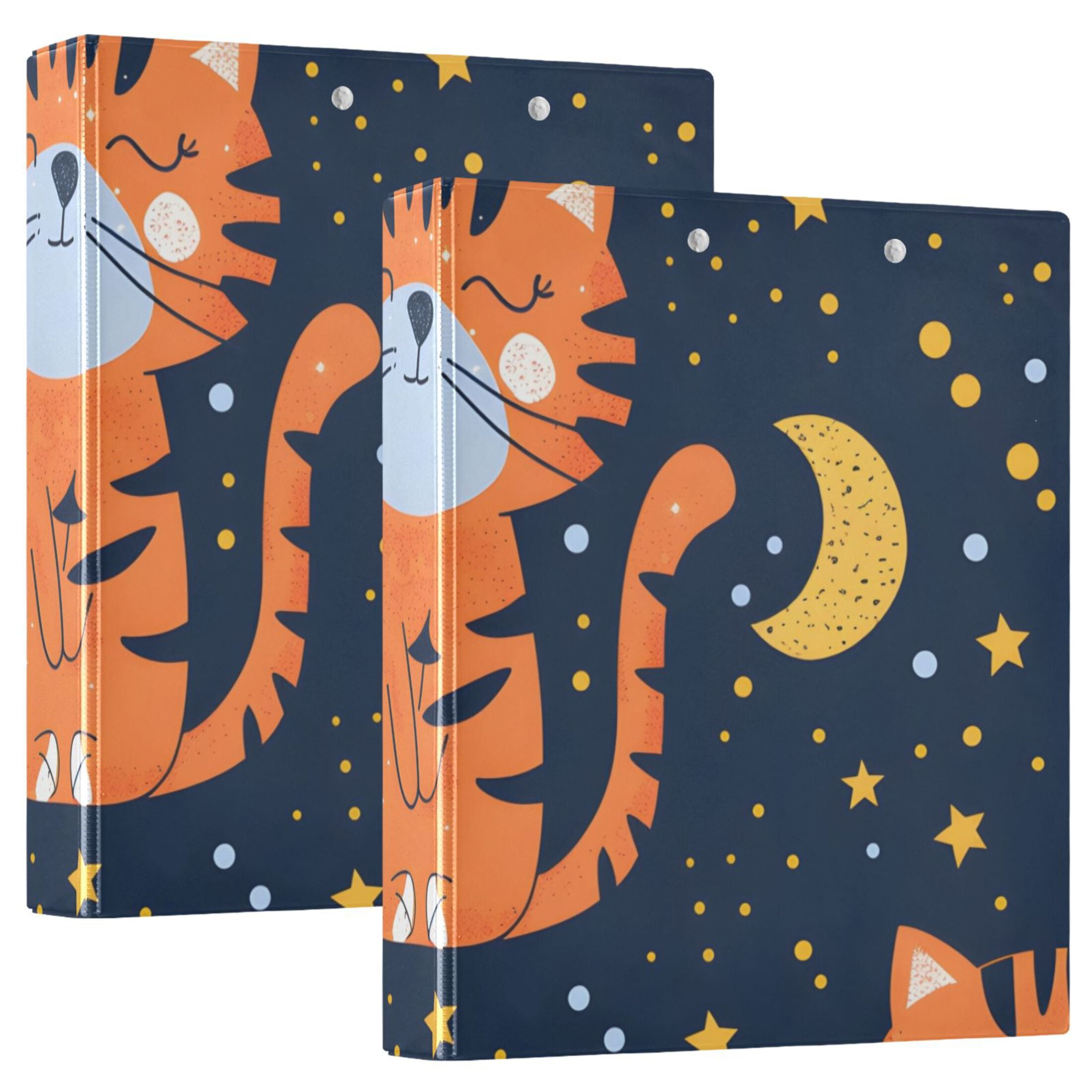 Cute Tigers Stars 3 Ring Binders 1.5 inch Hardcover File Folders with ...