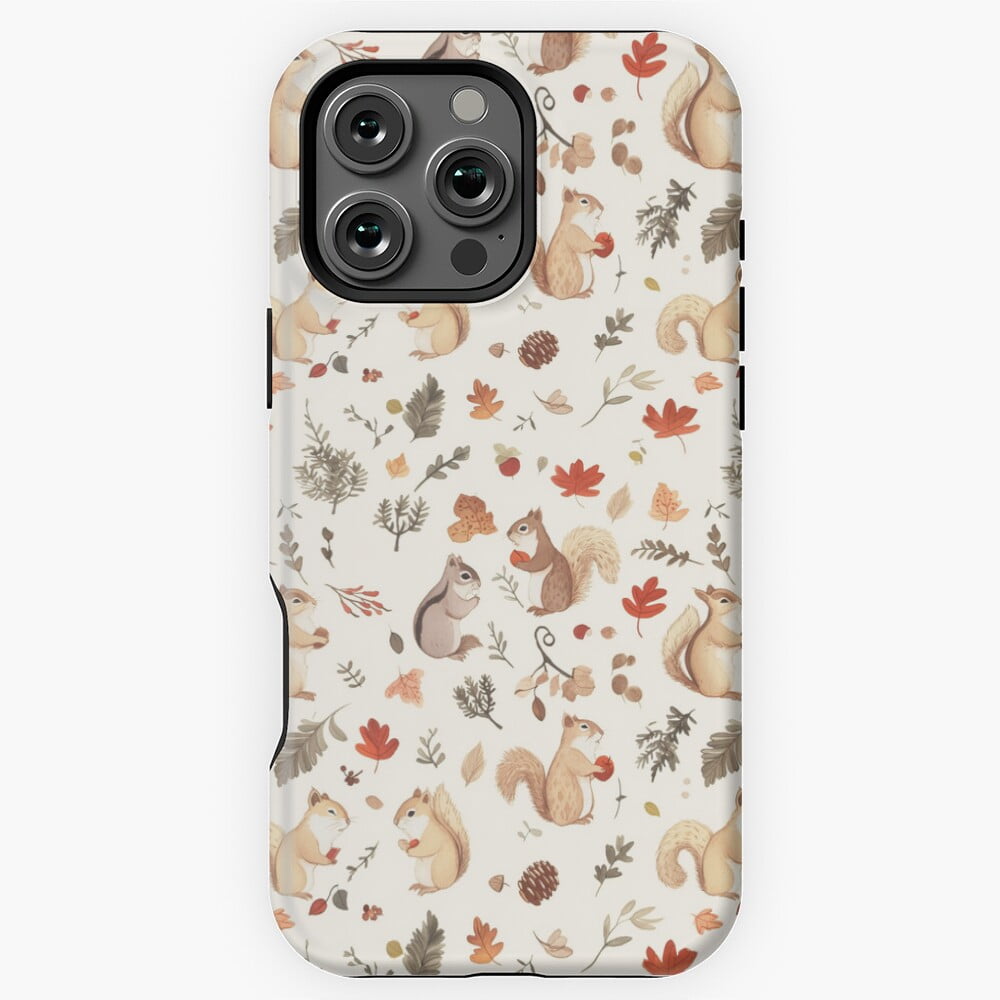 Cute Tiny Squirrel Autumn Phone Case for iPhone 16 15 14 13 12 11 Pro ...