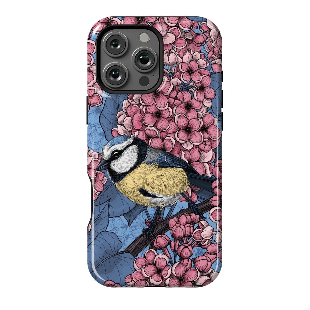 Cute Tit Bird Lilac Garden Phone Case for iPhone 11 12 13 14 15 16 Pro ...