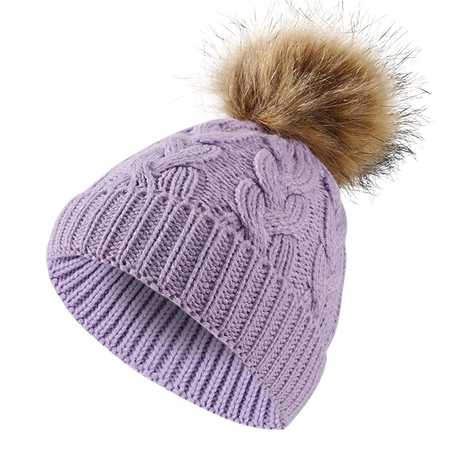 Cute Toddler Baby Pom Pom Hat Kids Winter Warm Knitted Solid Color ...