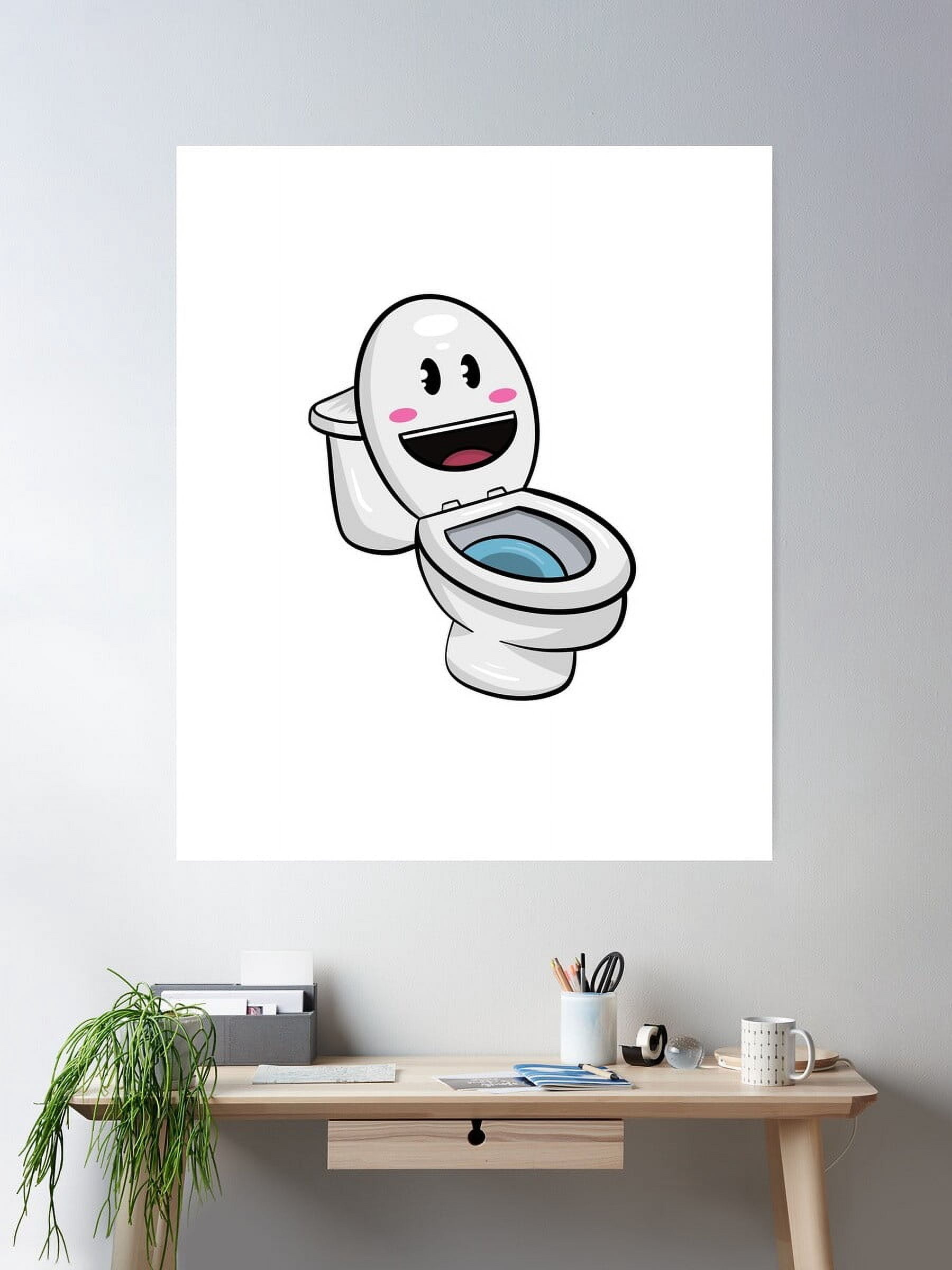 Cute Toilet Cartoon Poster Wall Art Modern Wall Decor Wall Art Home ...