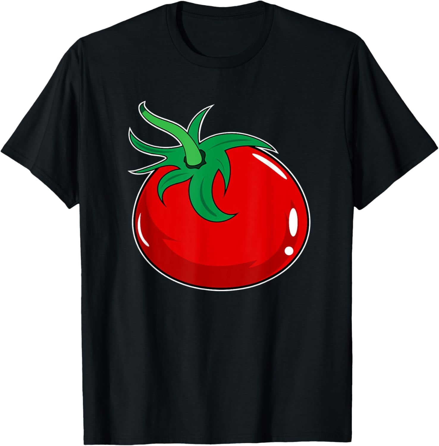 Cute Tomato Design Cartoon Inspired Red Tomato with Green Stem Graphic ...
