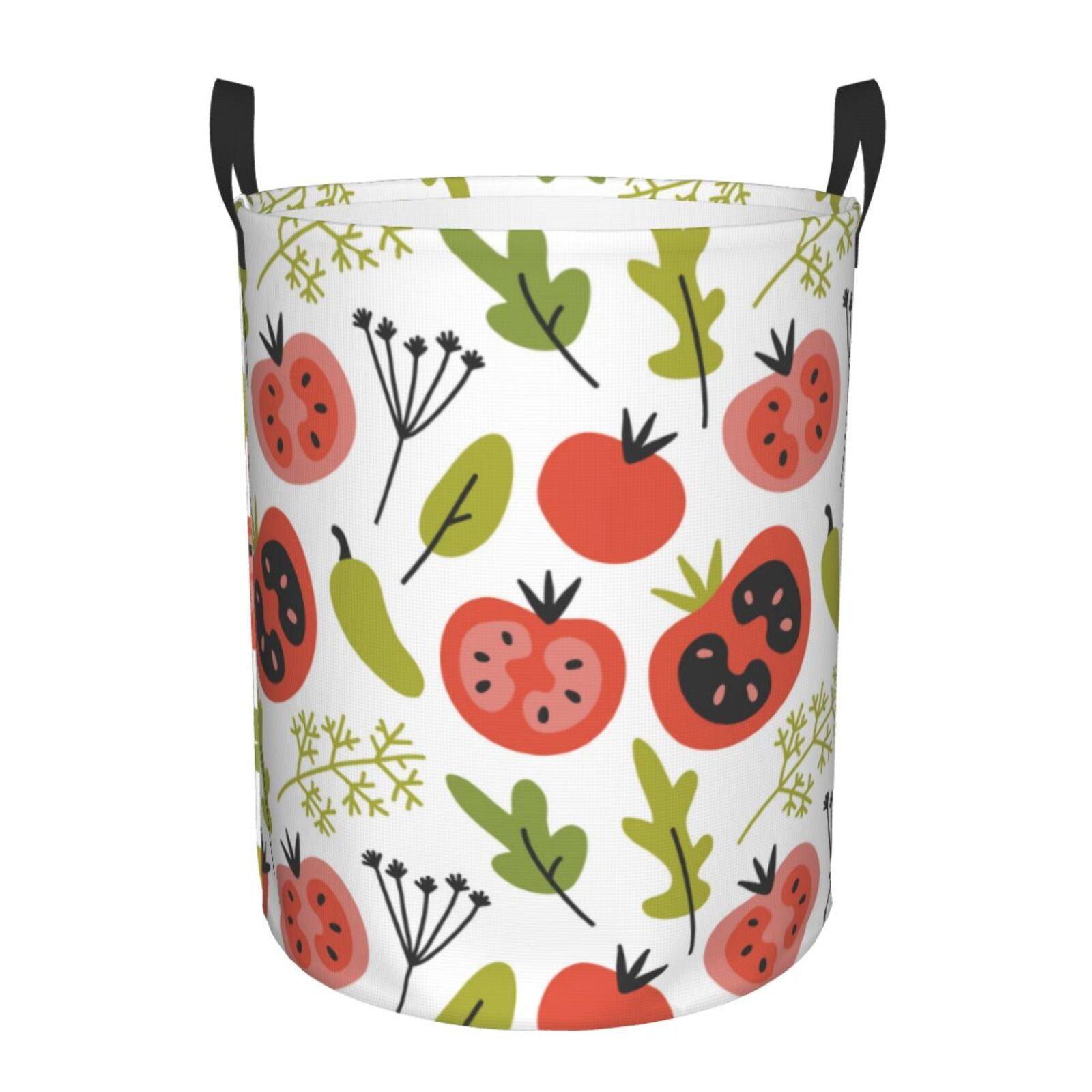Cute Tomato Green Pepper Laundry Basket with Handles - Freestanding ...