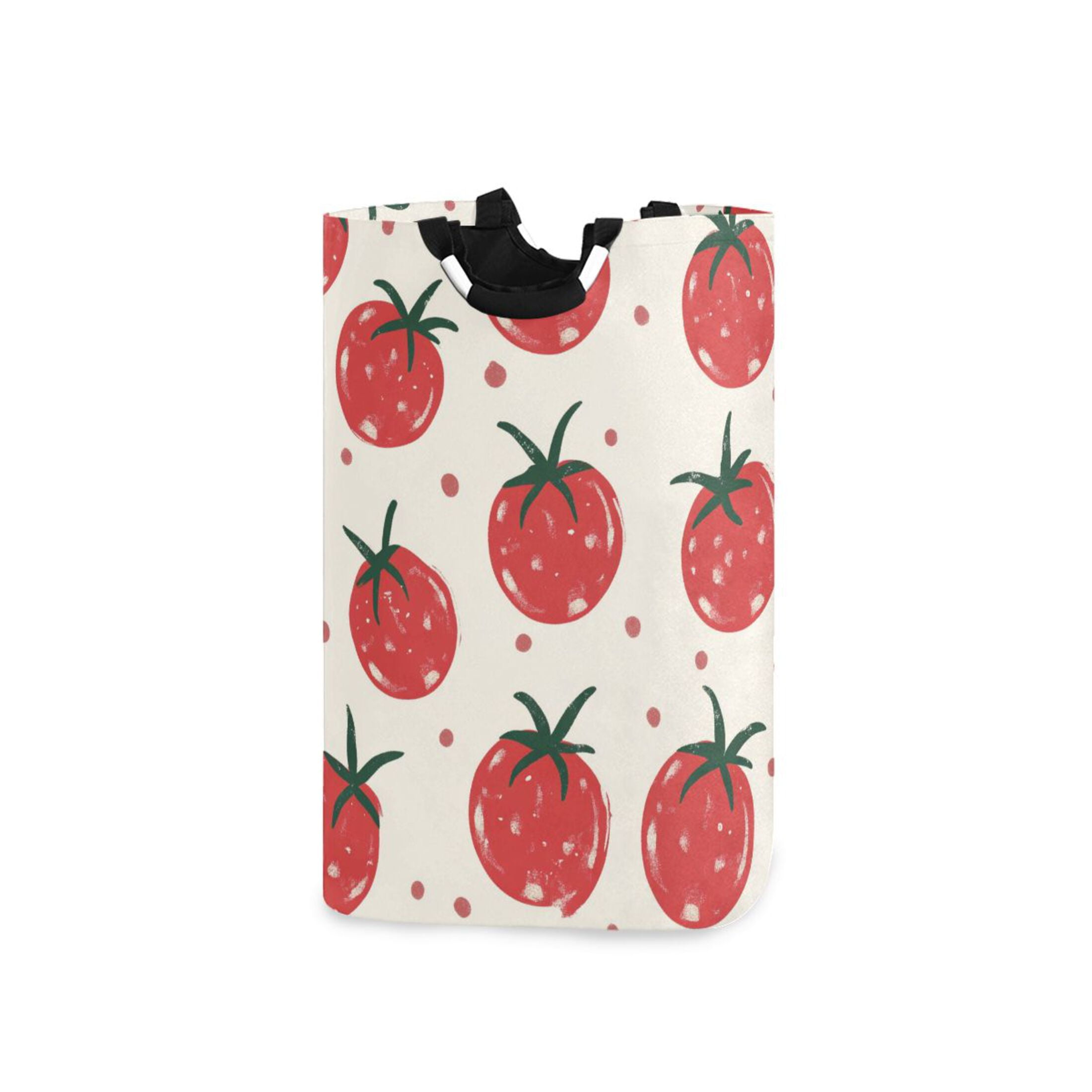 Cute Tomatoes Hand Drawn Cartoon Laundry Basket with Handles Foldable ...