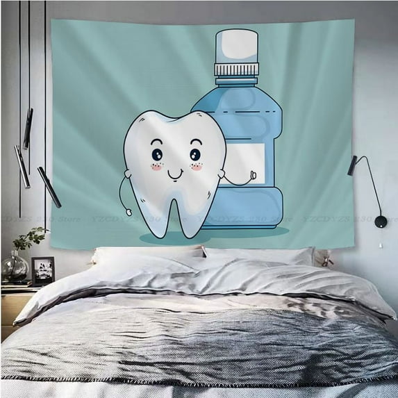 Cute Tooth Small Cartoon Anime Chart Tapestry Japanese Wall Tapestry ...