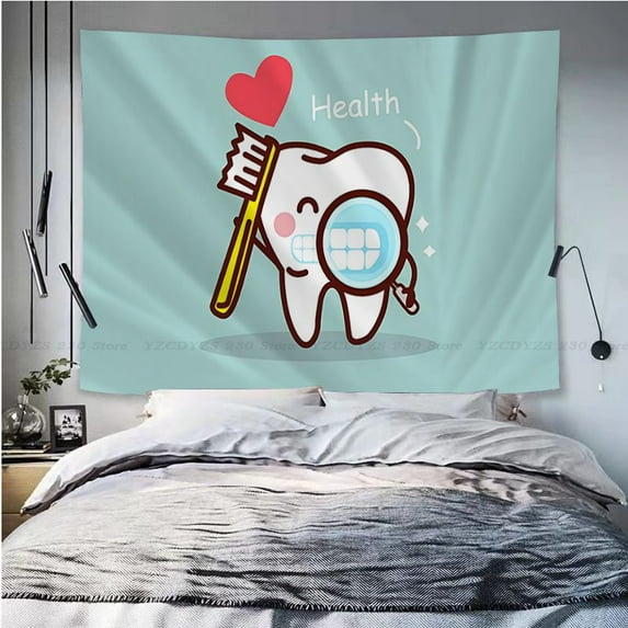 Cute Tooth Small Cartoon Anime Chart Tapestry Japanese Wall Tapestry ...