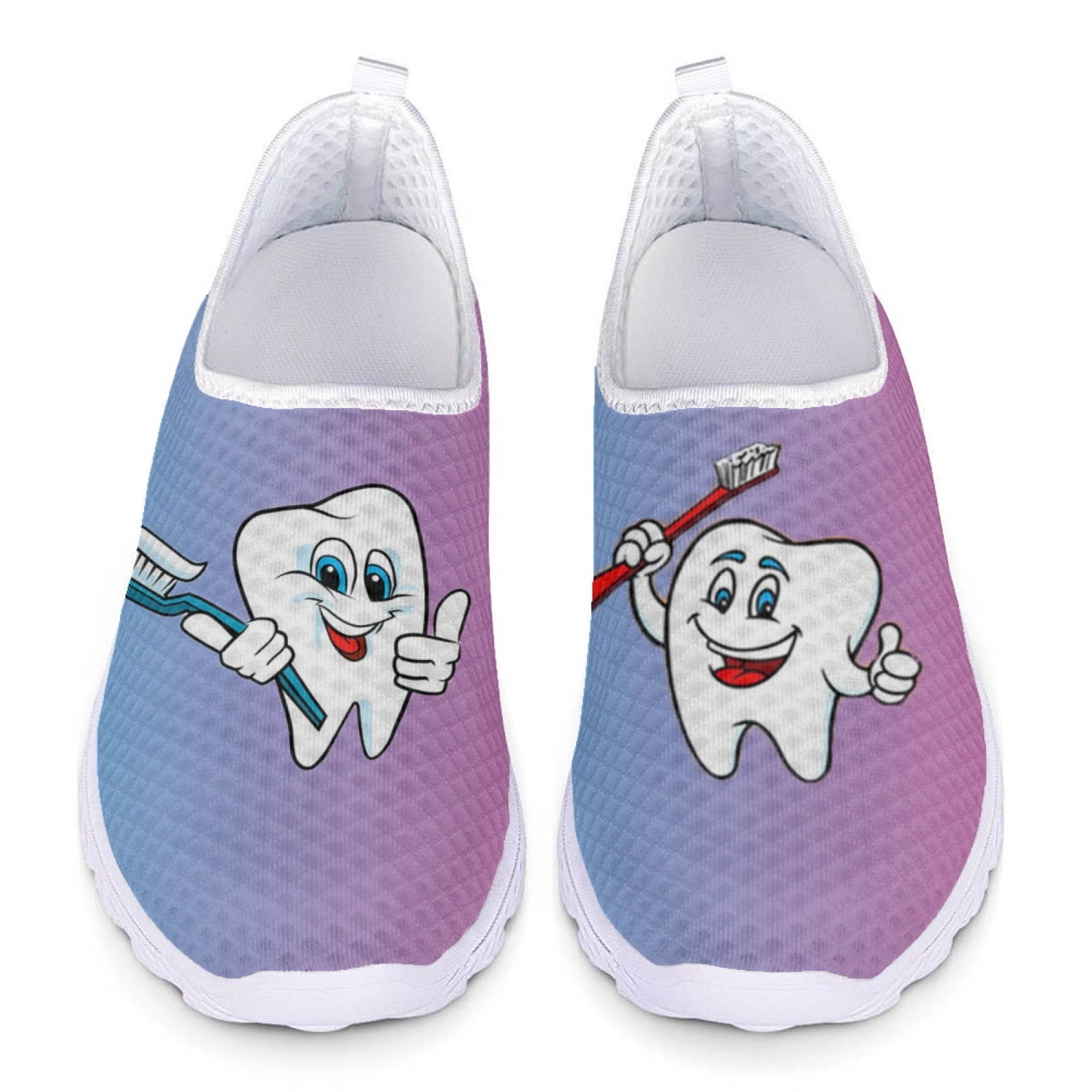 Cute Toothbrush Pattern Mesh Ladies Loafers Women Flats Slip On ...