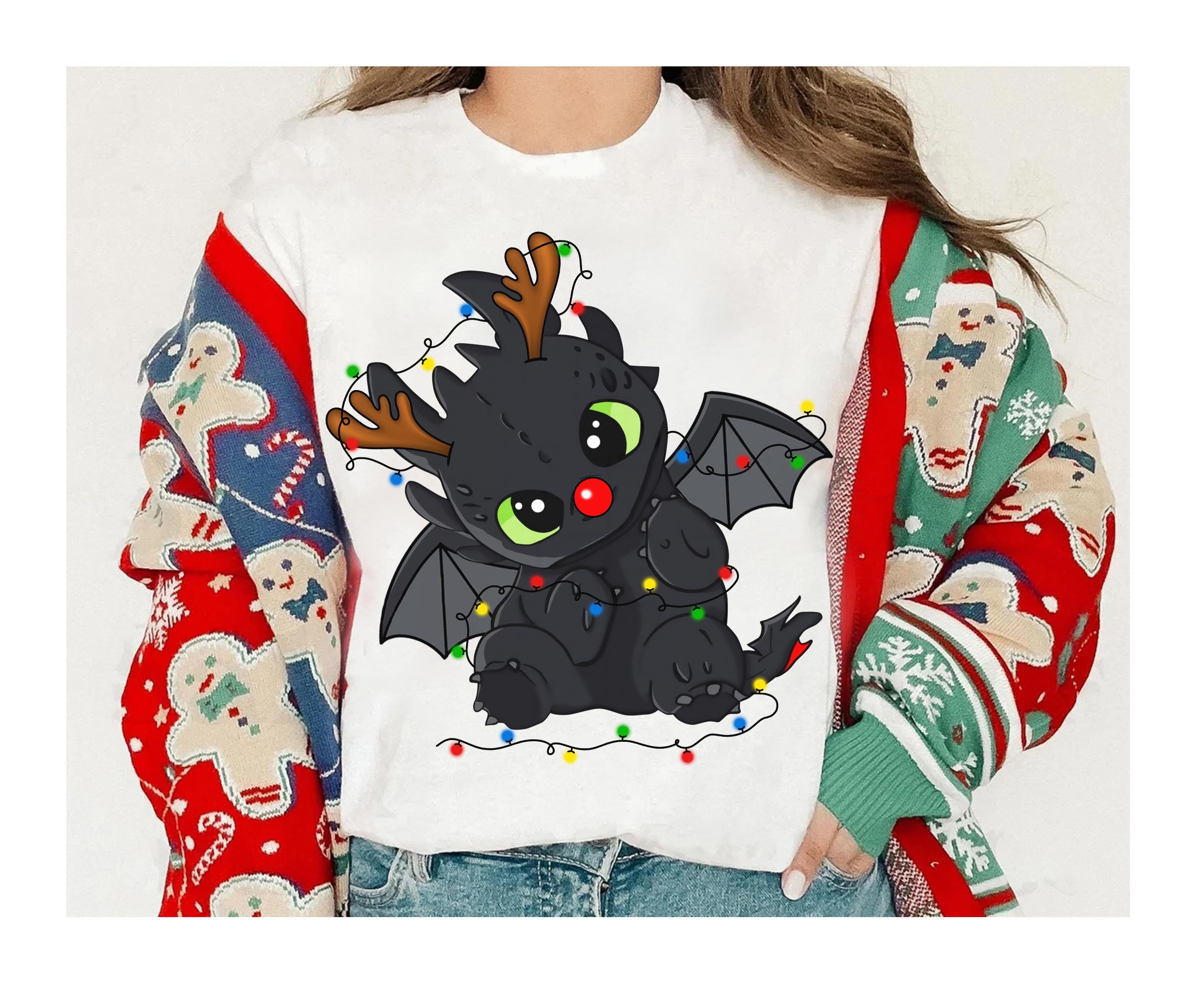 Cute Toothless Christmas Lights Shirt, How To Train Your Dragon Night ...