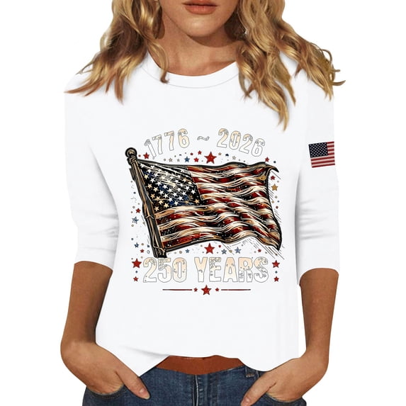 Cute Top Women's America 250th Anniversary T-Shirt Draped Loose Fit ...