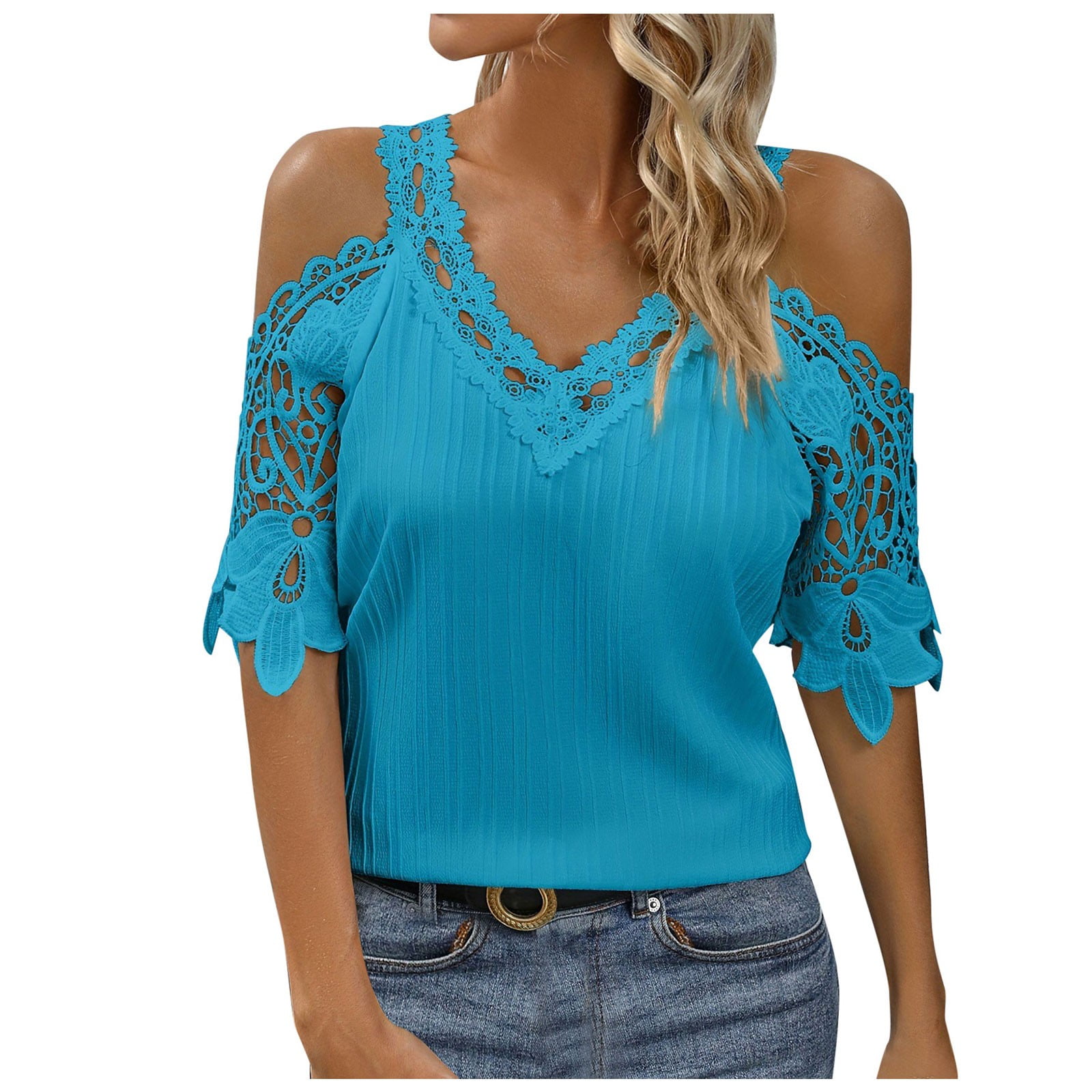 Cute Tops For Women,Women's Solid Color Lace Lace Top,Casual Tops For ...