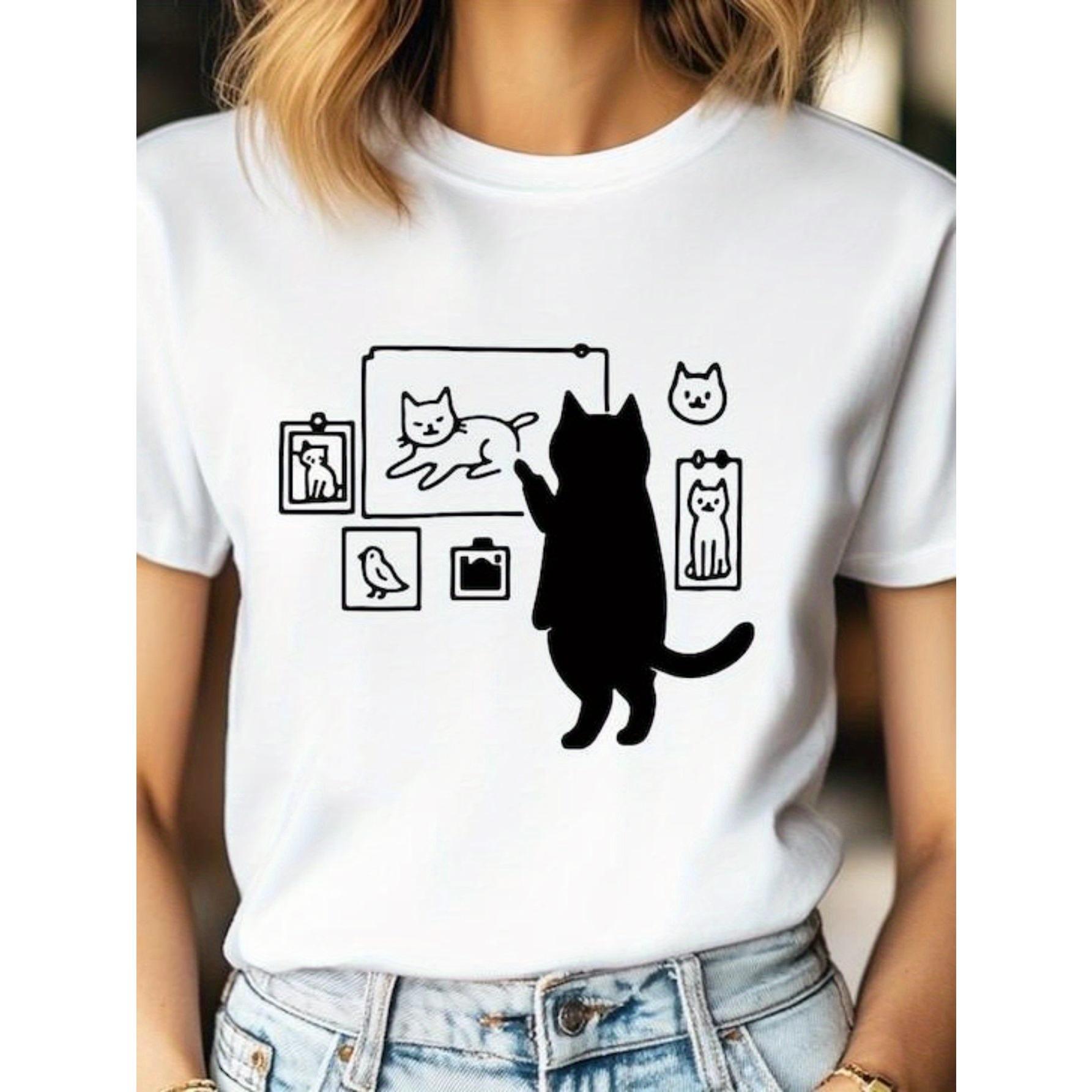 Cute Tops for Women "Cat Appreciating Feline Artworks" Adorable And ...