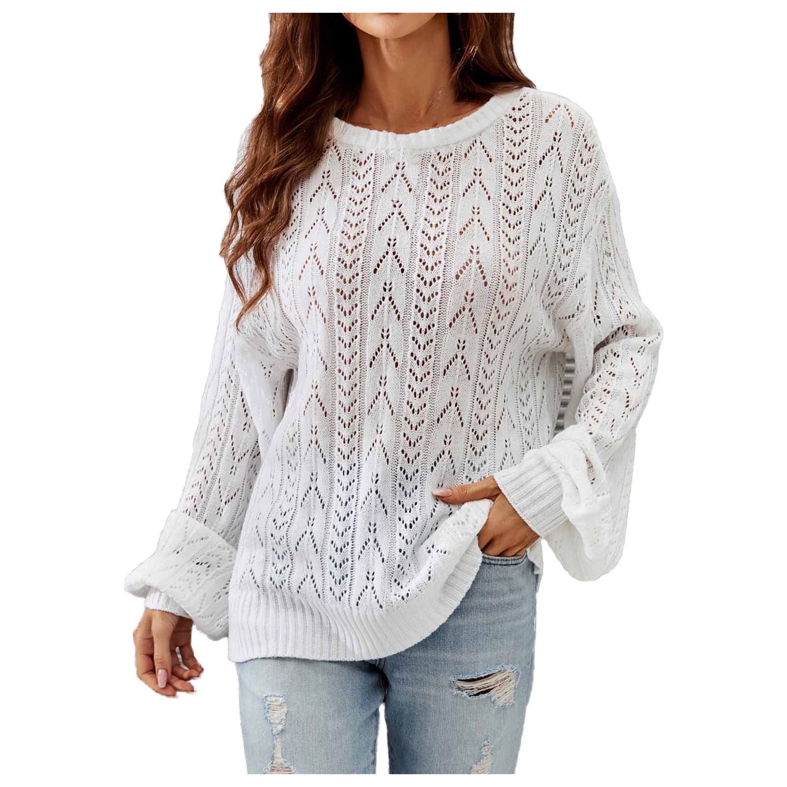 Cute Tops for Women Trendy Fall Women Plus Size Casual Round Neck Loose ...
