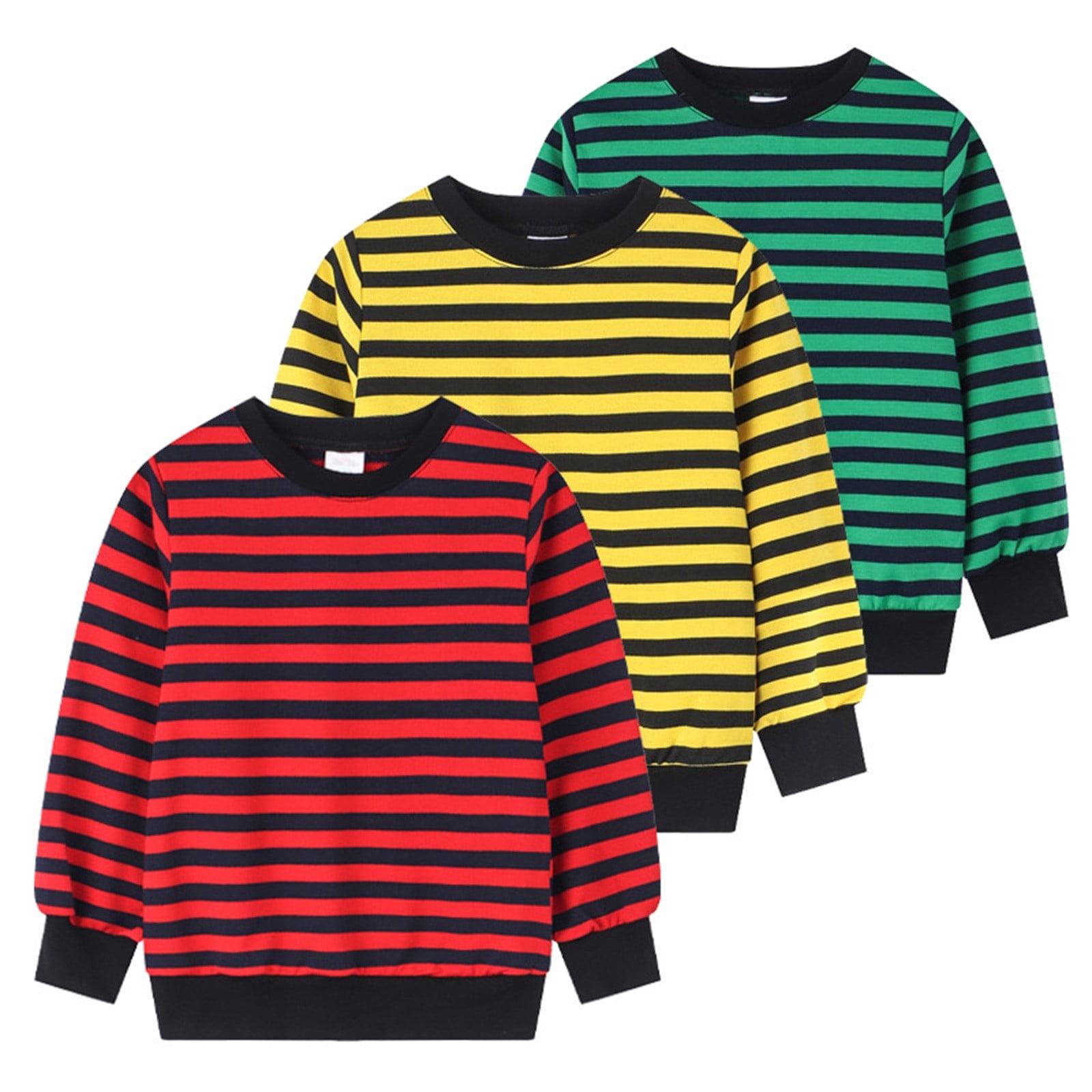 Cute Tops for Boys Girls Long Sleeve Basic Casual Stripe Prints ...