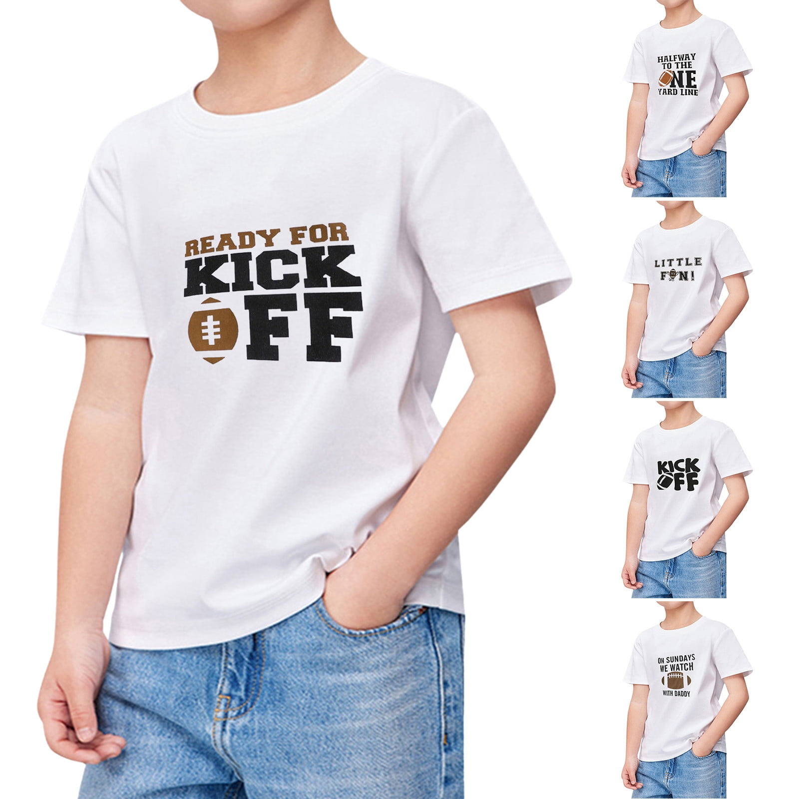 Cute Tops for Boys Short Sleeve Rugby Football Letter Prints Girls Fans ...
