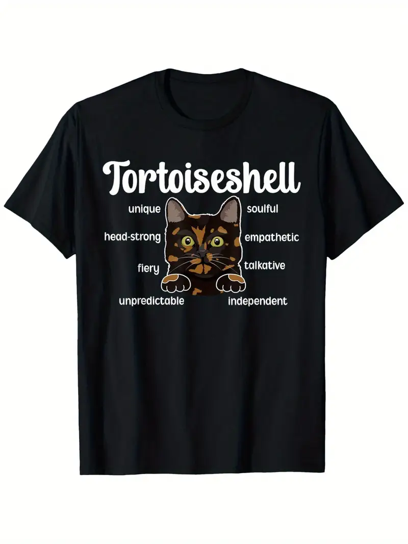 Cute Tortoiseshell Cat Traits Graphic for Cat Lovers Short Sleeve T ...