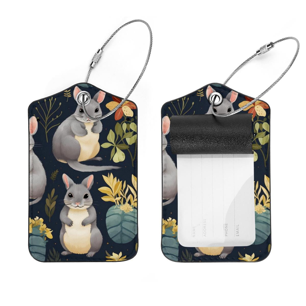 Cute Totoro Animals Chinchilla 2 Pack Luggage Tags Suitcases PU Leather ...