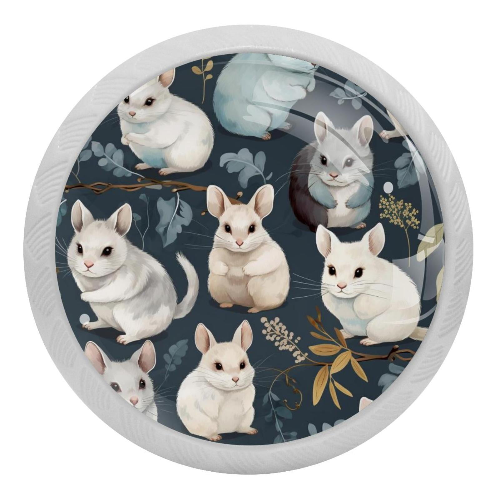 Cute Totoro Animals Chinchilla Pattern 4PCS Cabinet Knobs Pulls ...