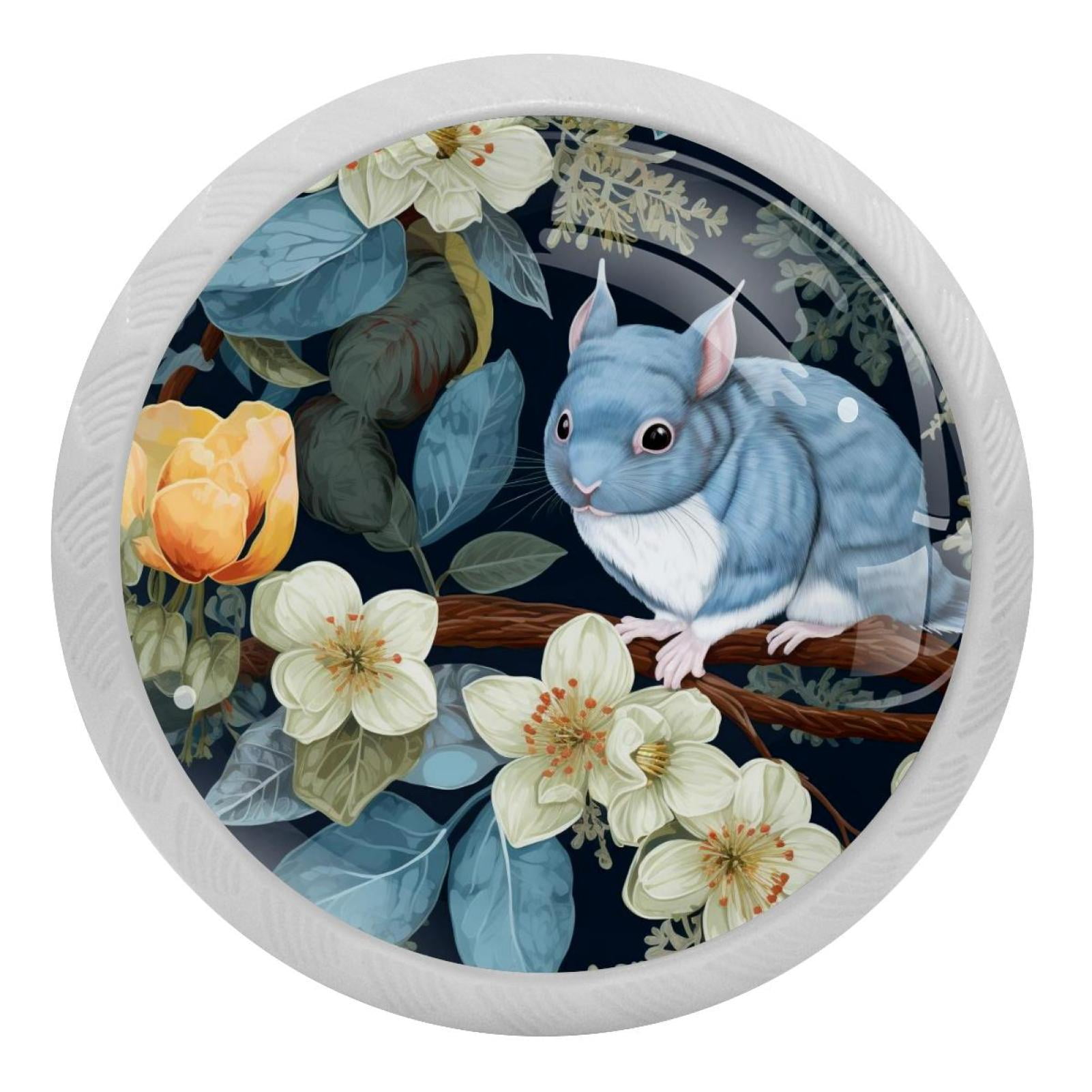 Cute Totoro Animals Chinchilla Pattern 4PCS Cabinet Knobs Pulls ...