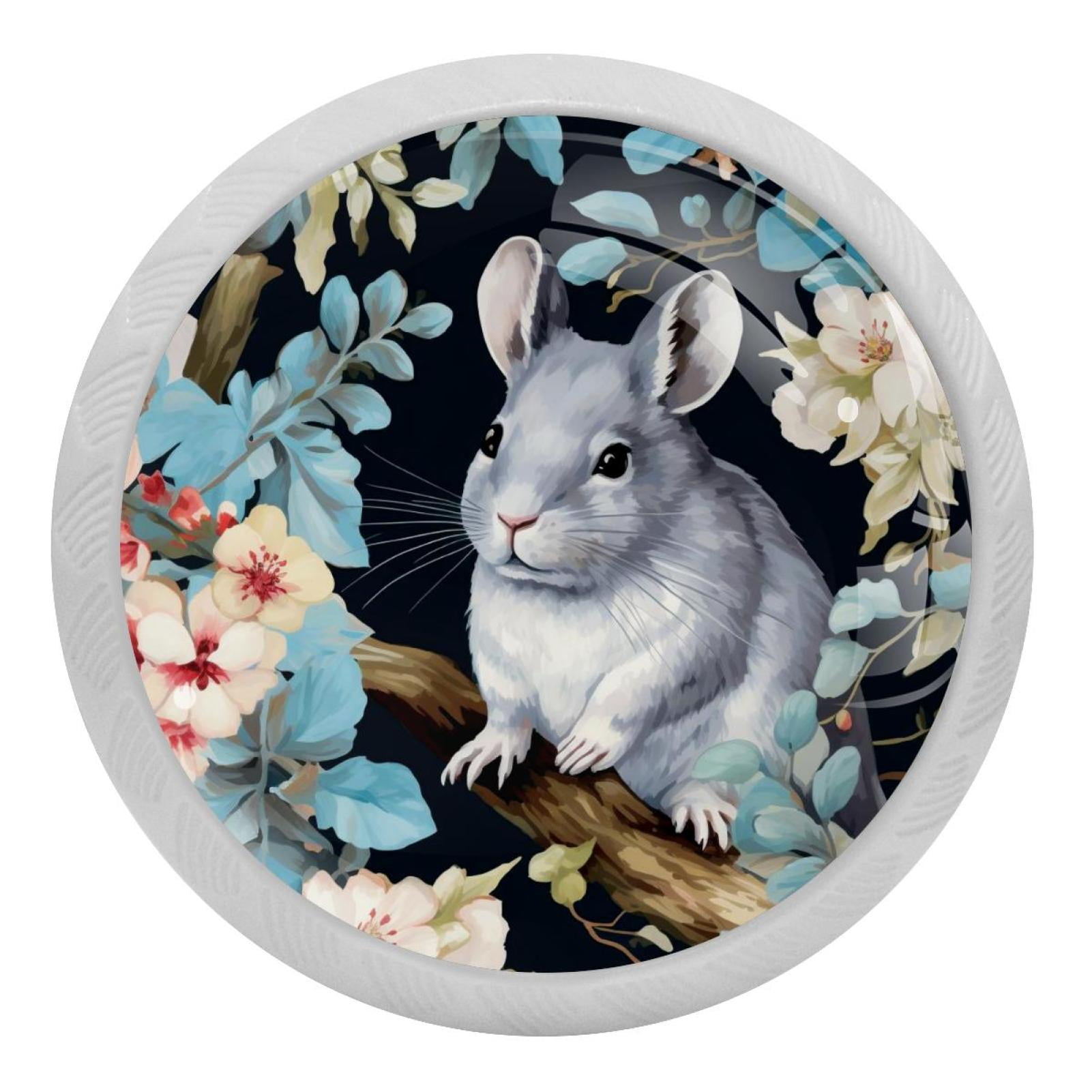 Cute Totoro Animals Chinchilla Pattern 4PCS Cabinet Knobs Pulls ...