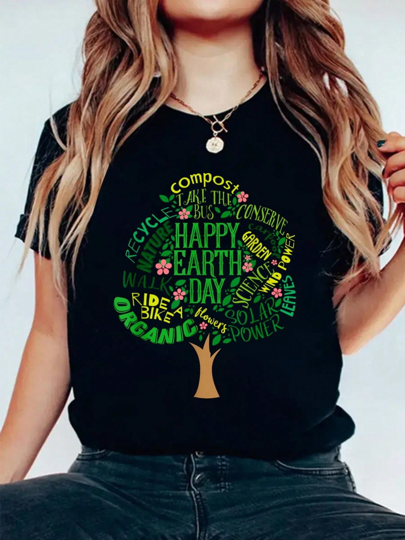 Cute Tree Drawing Illustration T-Shirt 100% Cotton, Breathable ...