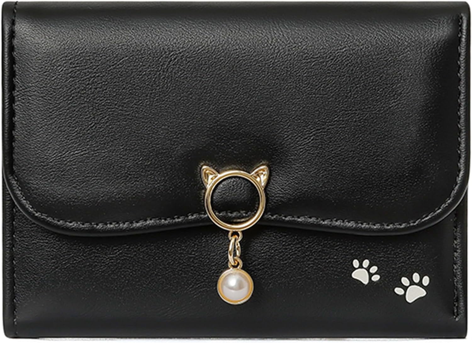 Cute Tri-Folded Wallet Cat Shape Button PU Leather Aesthetic Wallet ...