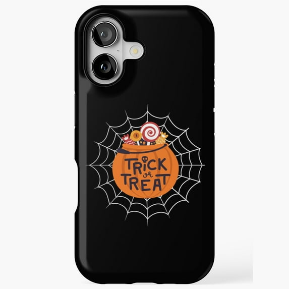 Cute Trick or Treat Pumpkin Candy Bucket On Spider Web Halloween iPhone ...