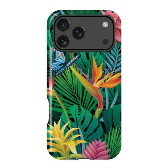 Cute Tropical Floral Green Pink and Purple Pattern iPhone Case for ...