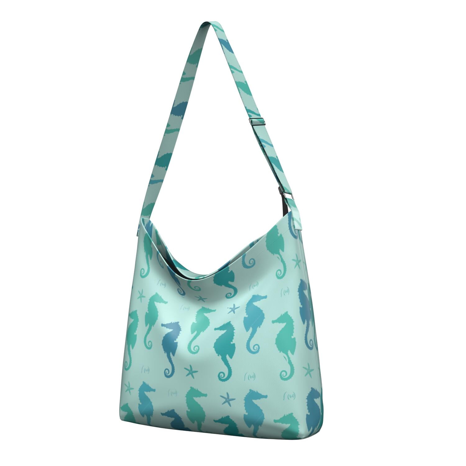 Cute Tropical Seahorse Canvas Tote Bag – Nautical Coastal Life Print ...