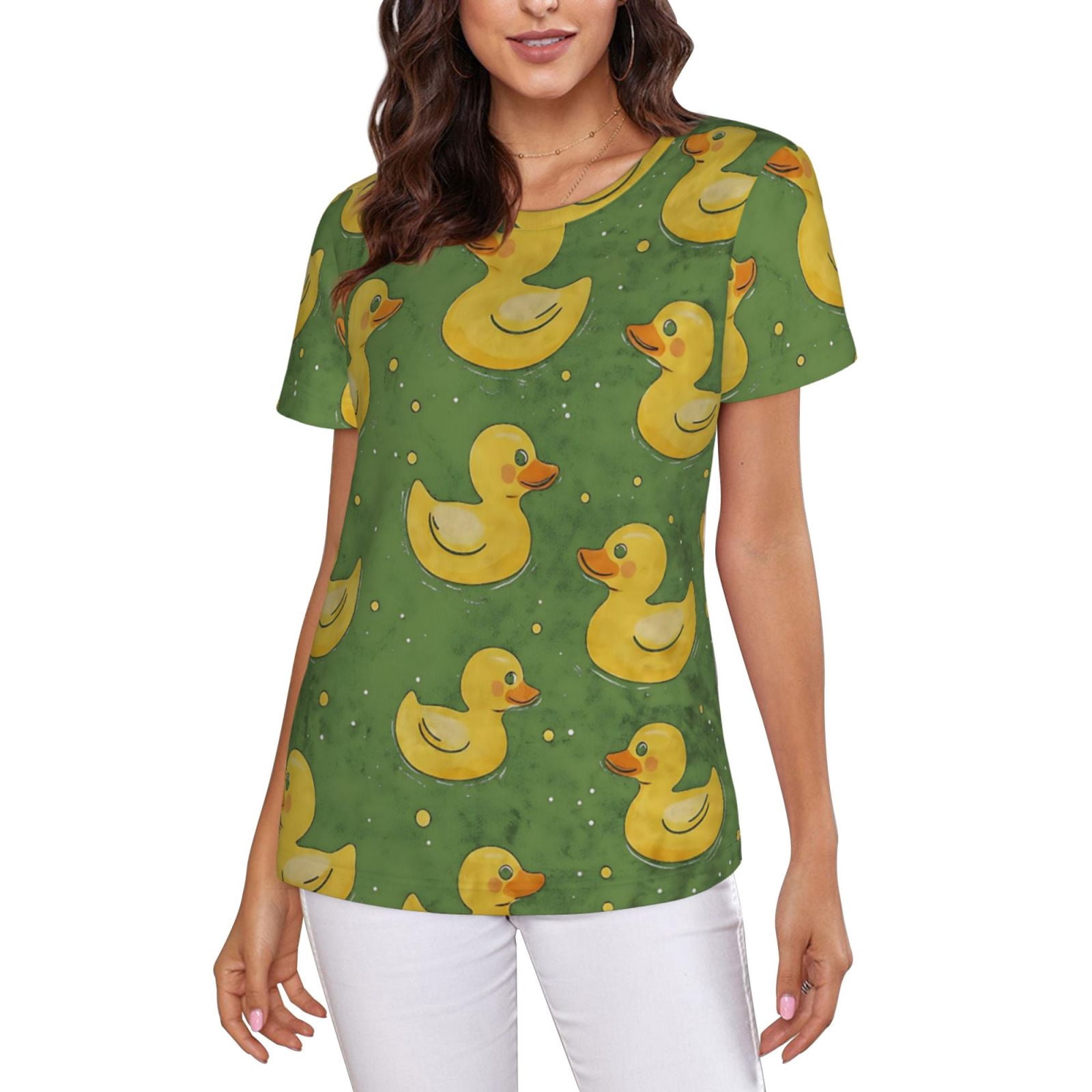 Cute Truck T-Shirt Crew Neck Short Sleeve Full-Print for Women ...