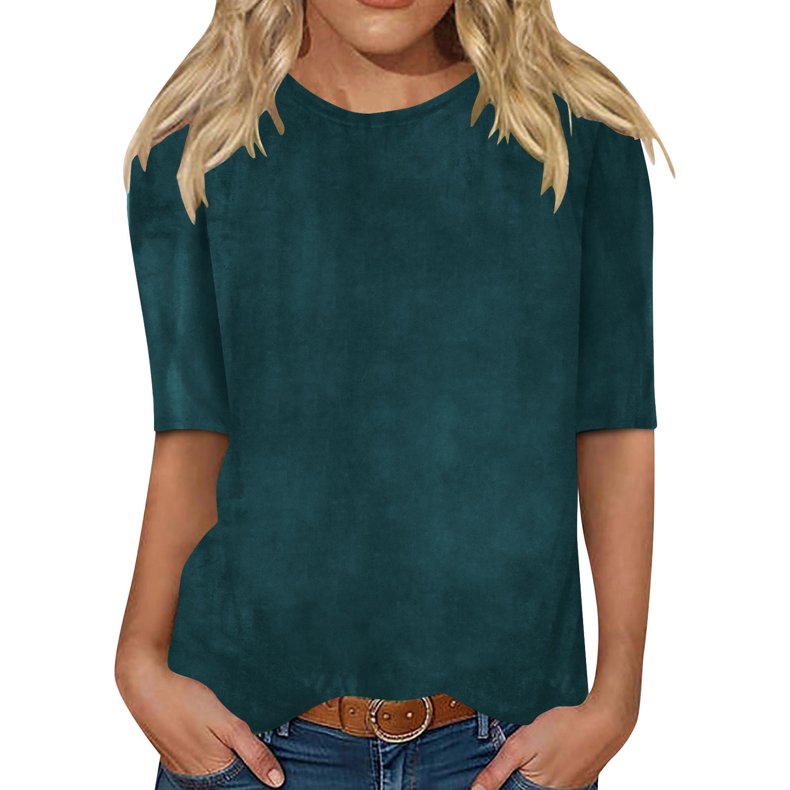 Cute Tunic Shirt 3/4 Length Sleeve Womens Tops Casual Loose Fitting ...