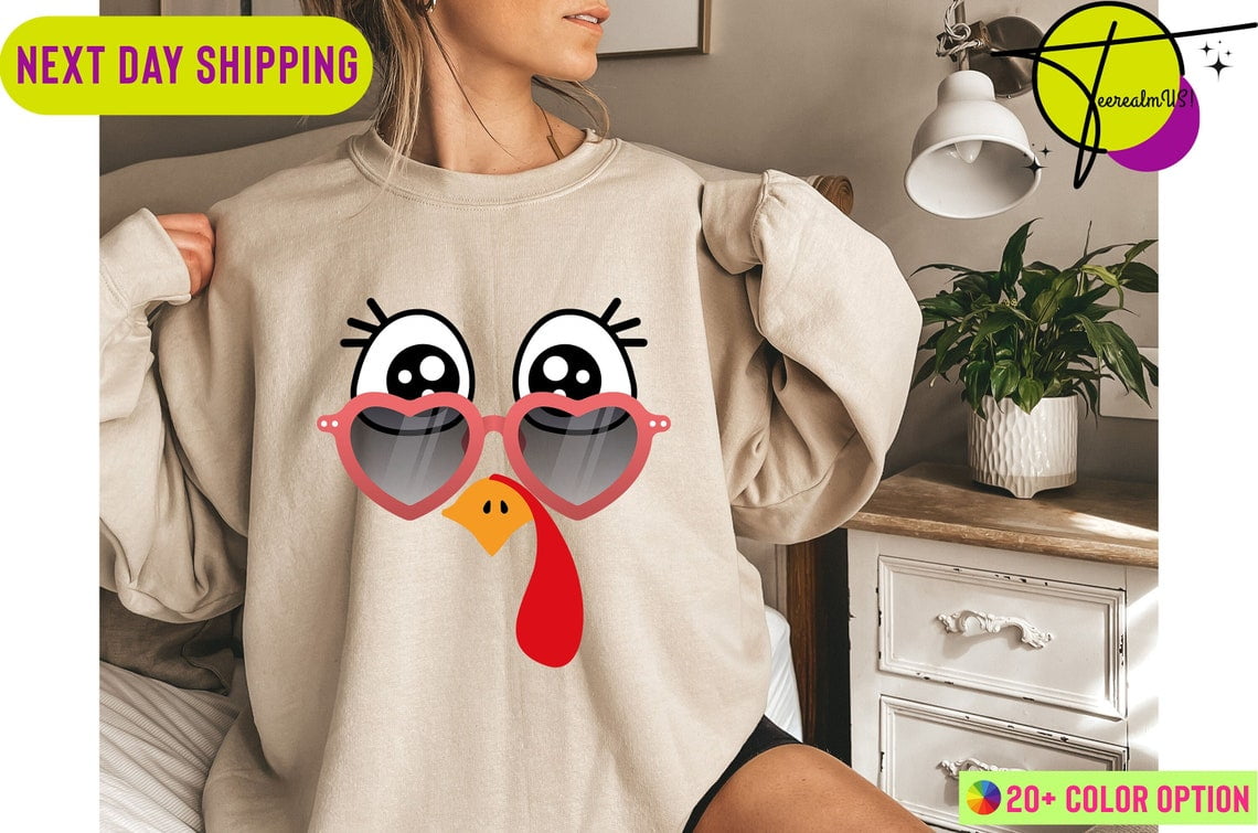 Cute Turkey Fall Thanksgiving Sweatshirt, Thanksgiving Family Matching ...