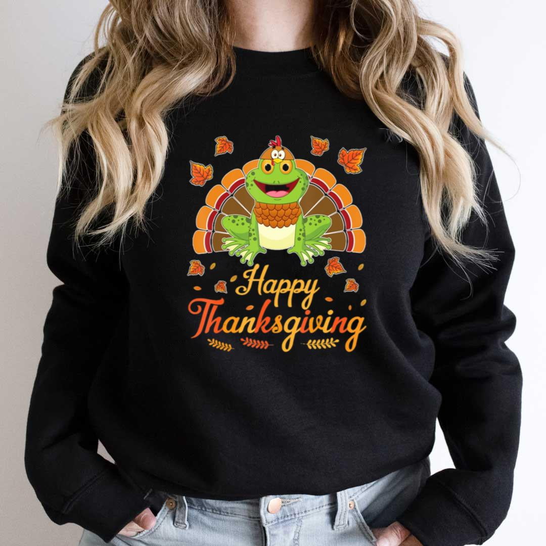 Cute Turkey Frog, Funny Happy Halloween Thanksgiving Day Graphic ...