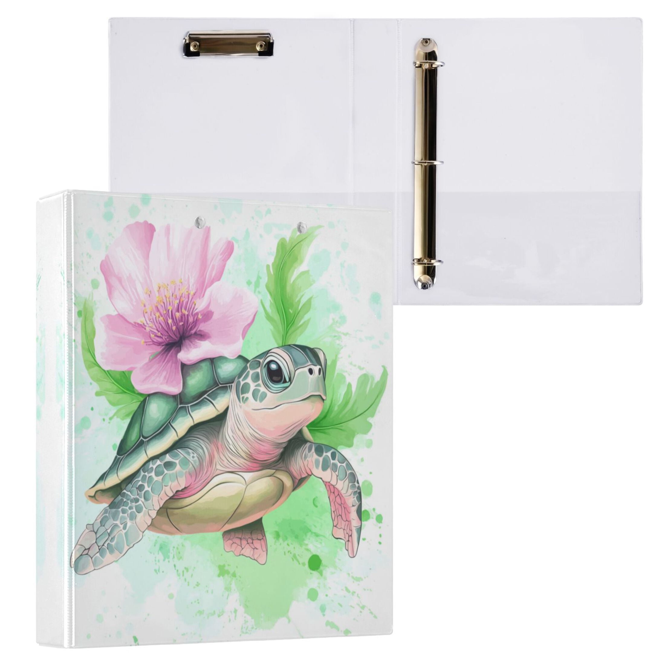 Cute Turtle 3 Ring Hardcover Binders 1.5in Round Rings for Letter-Size ...