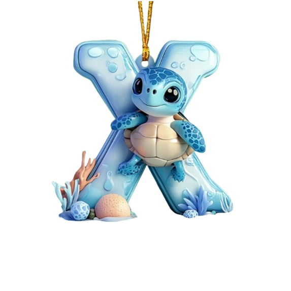 Cute Turtle Alphabet Letter Ornament, Adorable Sea Turtle Decor for ...
