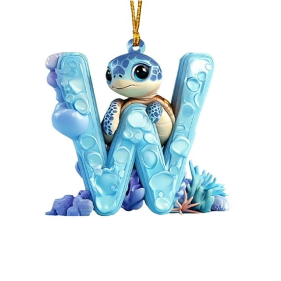Cute Turtle Alphabet Letter Ornament, Adorable Sea Turtle Decor for ...