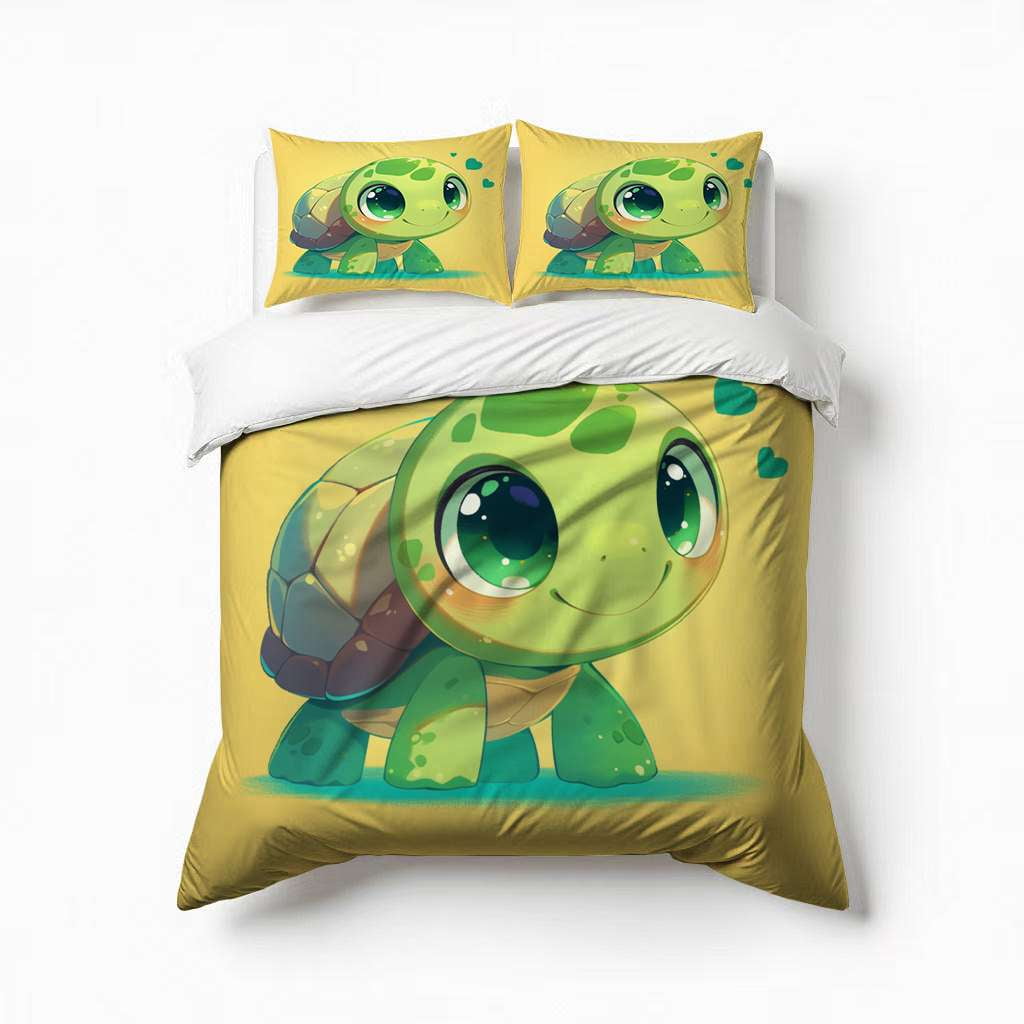 Cute Turtle Bedding Set 3 Pcs Soft Microfiber Quilt Cover For Bedroom ...
