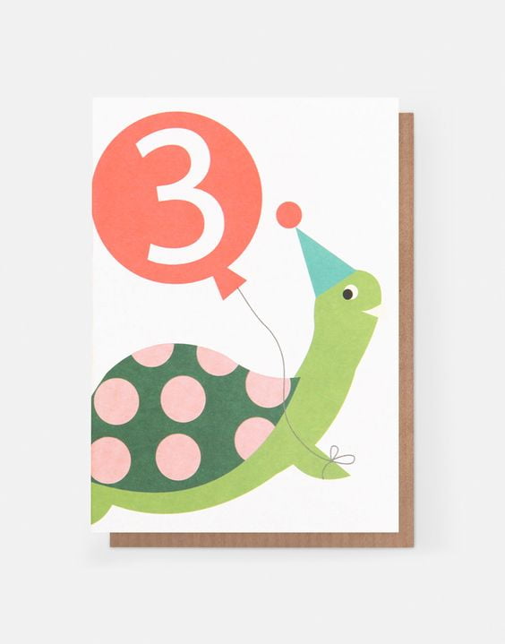Cute Turtle Birthday Card for Kids – Celebrate Age 3 with Fun Design ...
