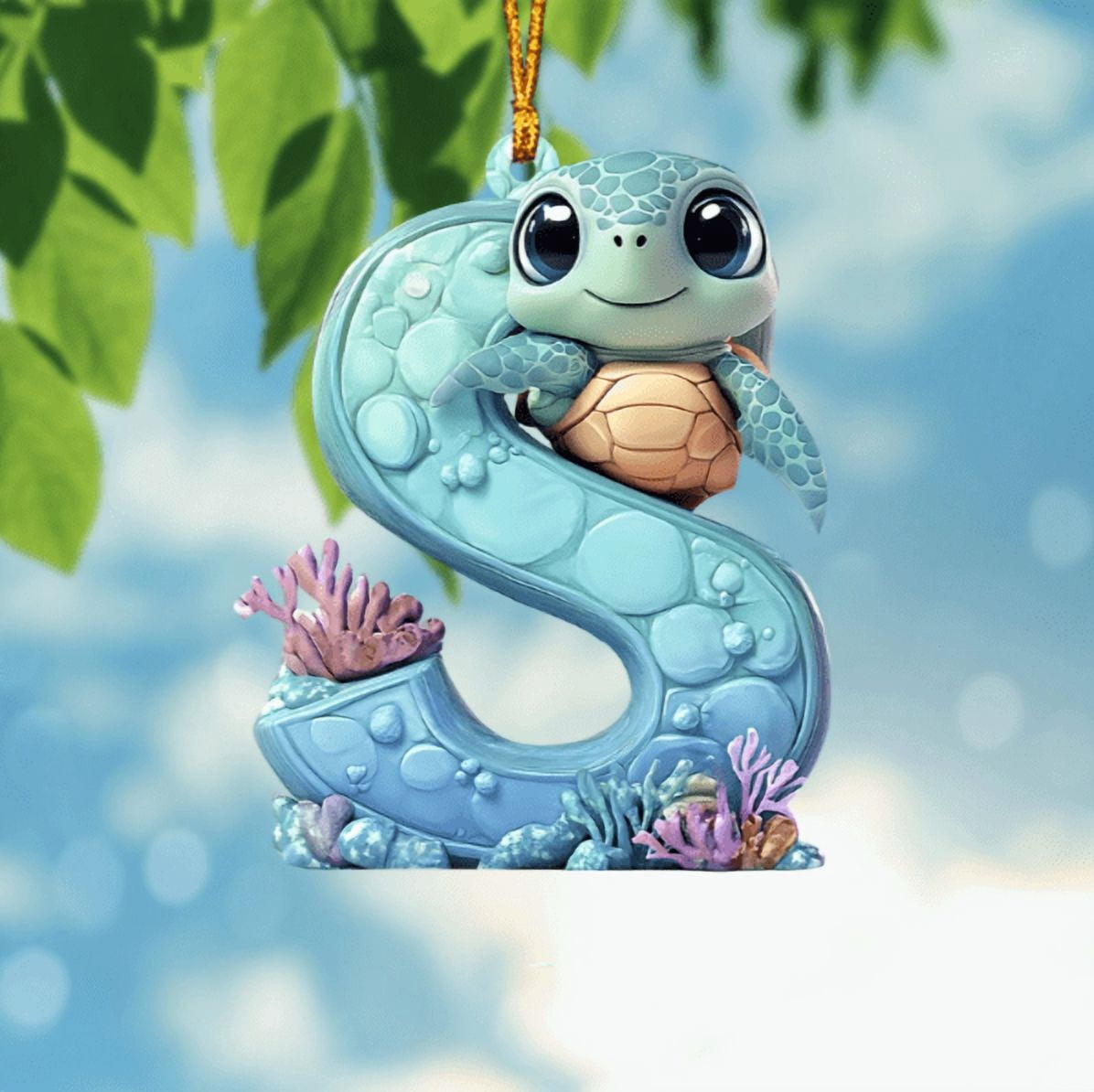 Cute Turtle Letter Shaped Ornaments, Sea Turtle Alphabet Decor for ...