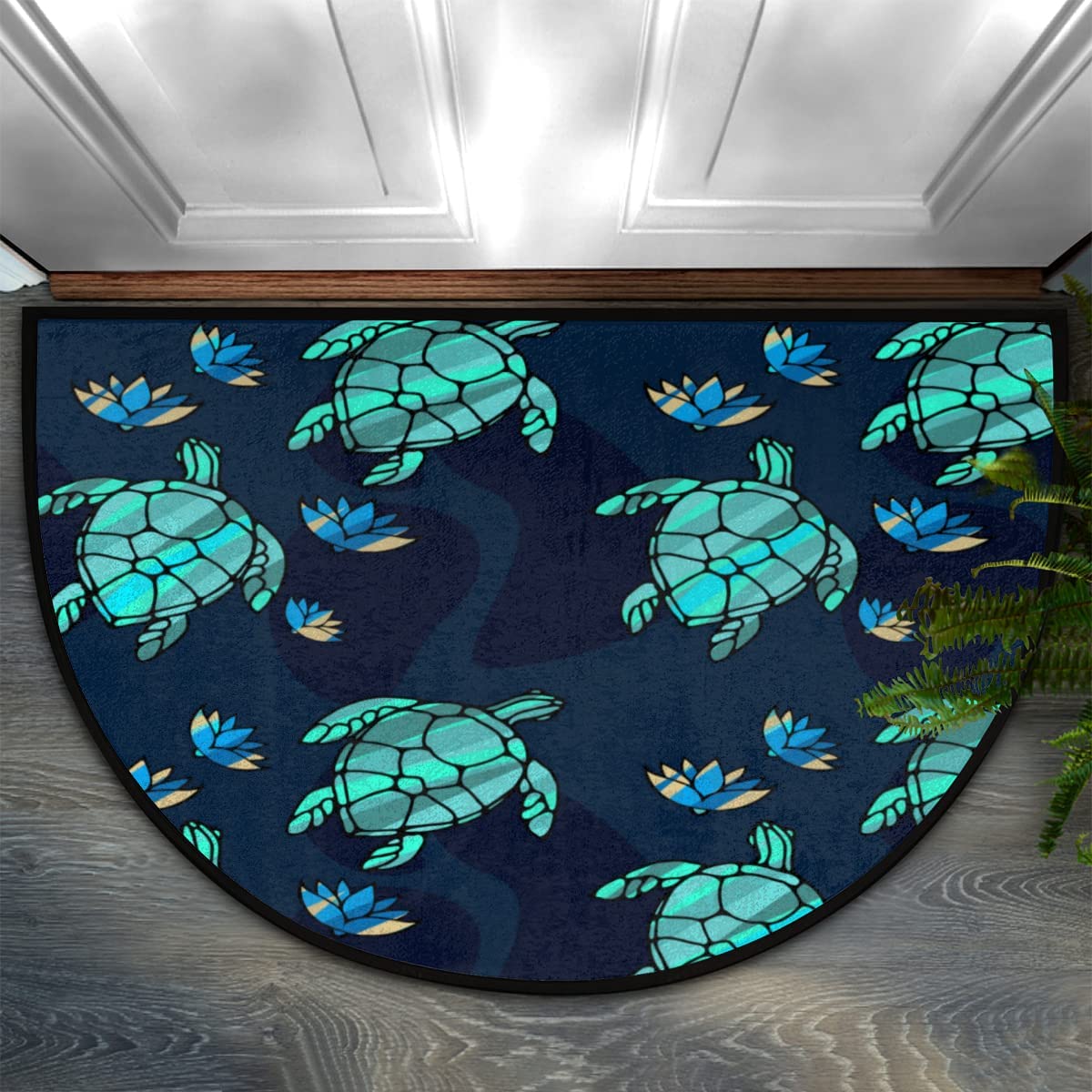 Cute Turtle Marine Life Half Round Door Mat Half Circle Area Rug ...