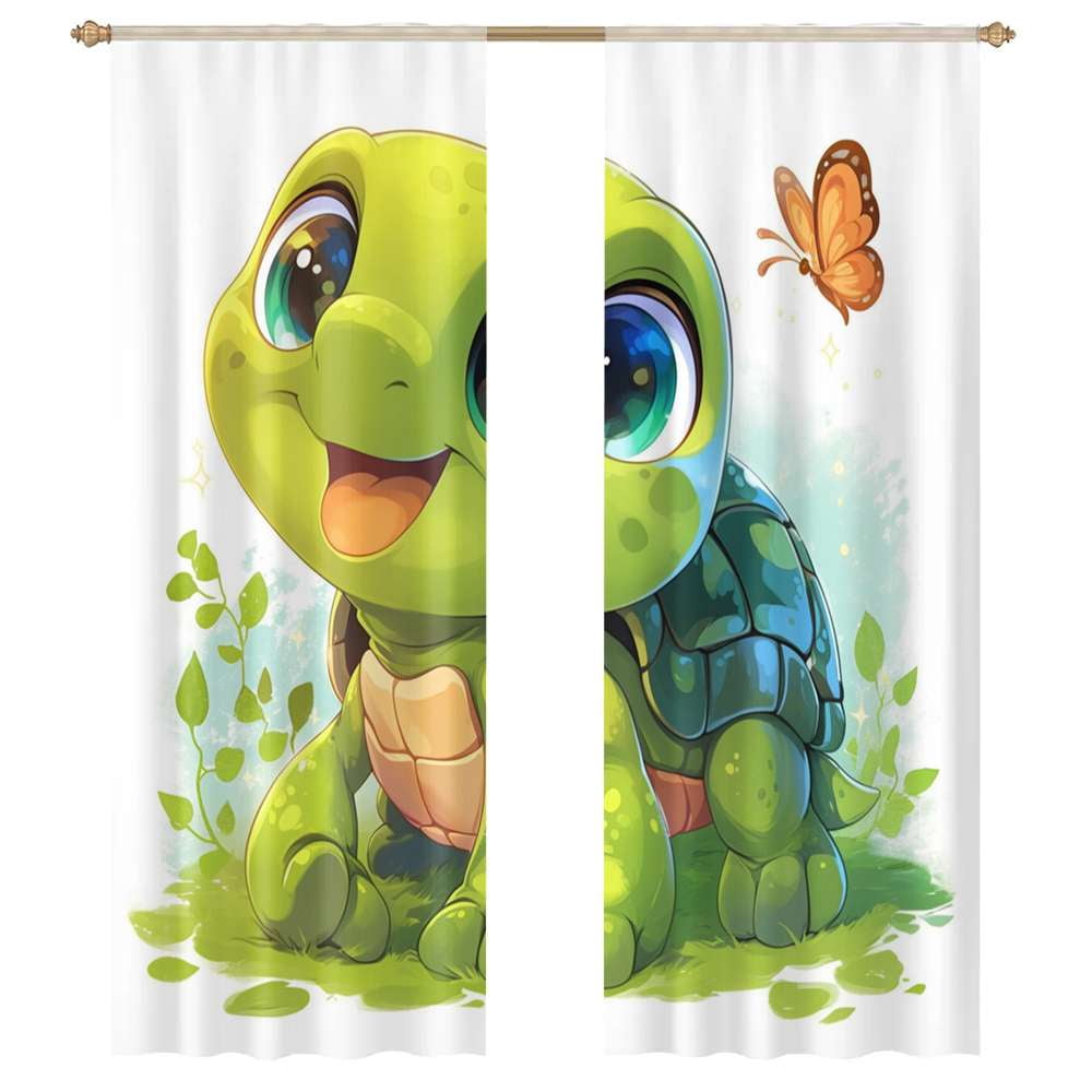 Cute Turtle Modern Tulle Window Curtains for Living Room Luxury Bedroom ...