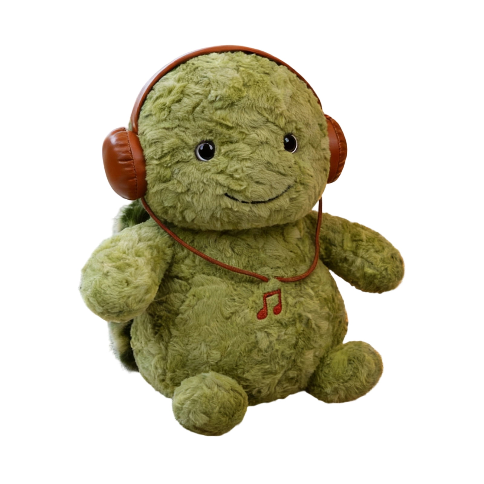 Cute Turtle Plush Stuffed Animal, Furry Green Turtle Toy with Earphone ...