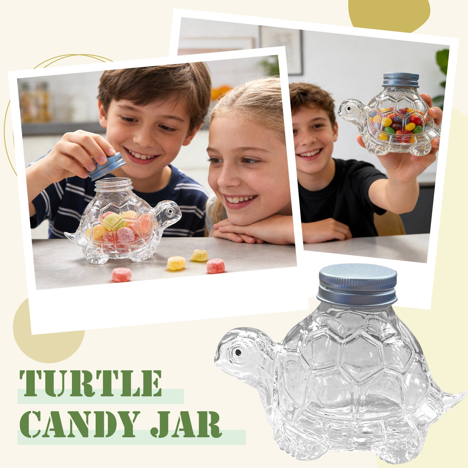 Cute Turtle Shaped Glass Jar,Airtight Sealed Food Storage Container for ...