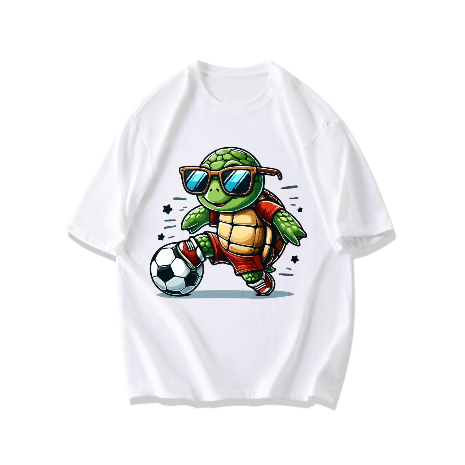 Cute Turtle With Sunglasses Playing Soccer T Shirt Black Cartoon Animal ...