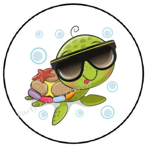 Cute Turtle With Sunglasses Stickers Party Favors Phone Decal Water ...