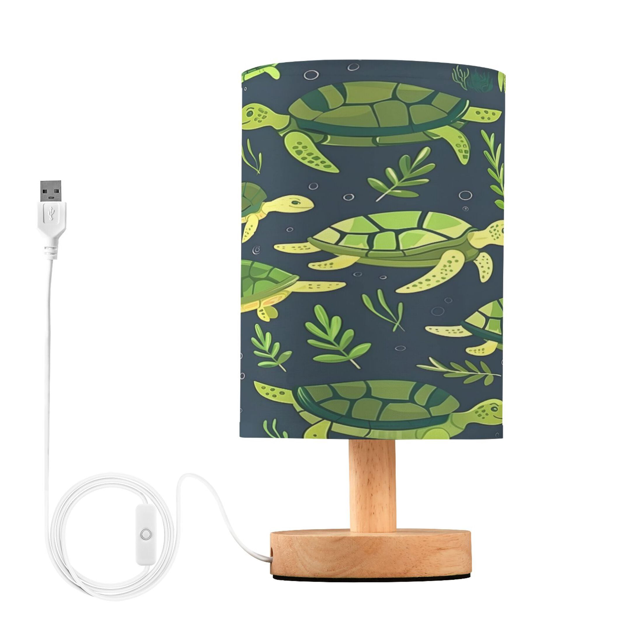 Cute Turtles Seaweed Leaf Bedside Table Lamp Desk Warm Lights with USB ...