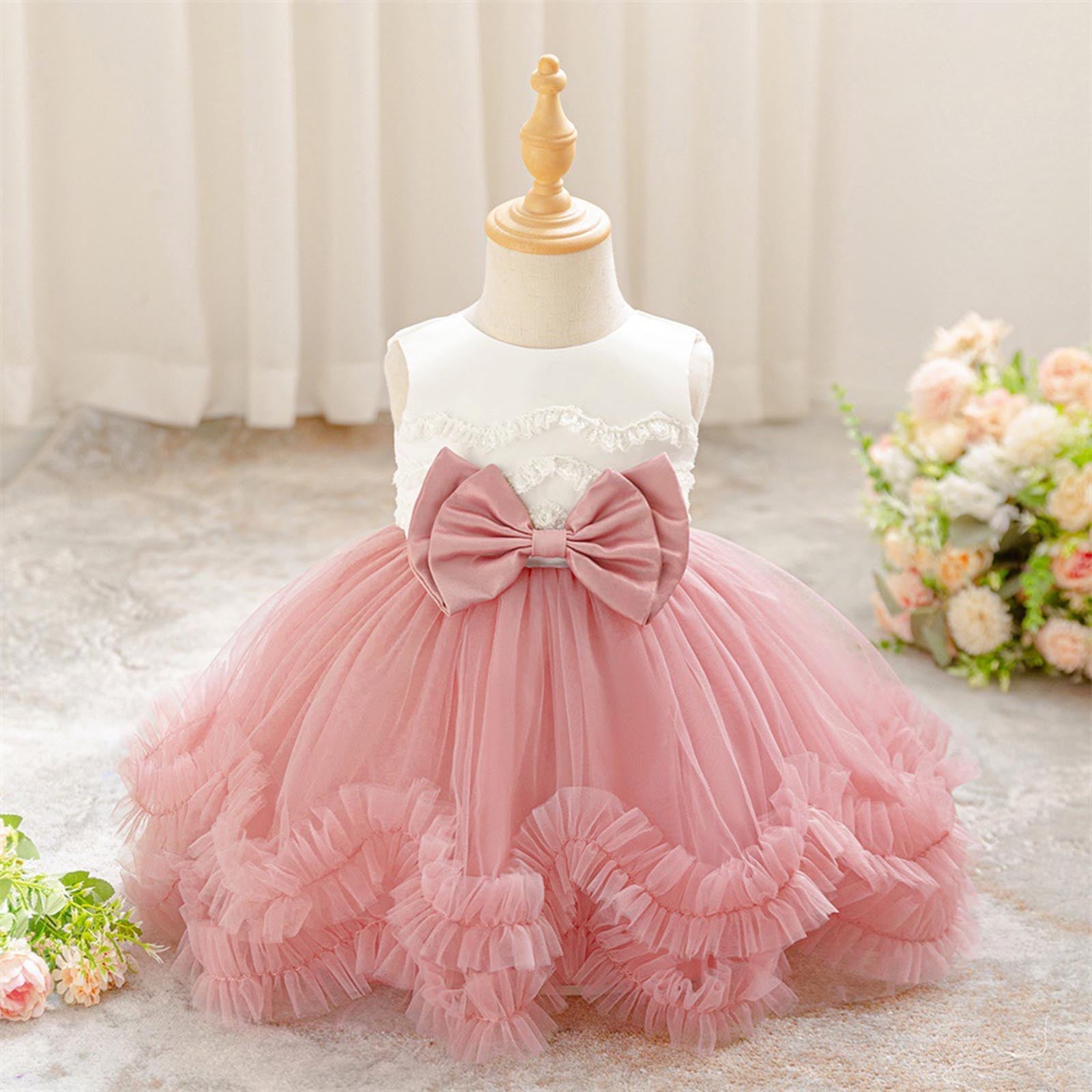 Cute Tutu-Dresses for Girls 6M-3Y Sleeveless A-Line Toddlers Kids Elegant Bowknot High Waisted ...