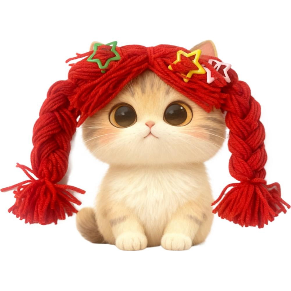 Cute Twist Braid Pet Wig Funny Cat Dog Headdress Handmade Cosplay ...
